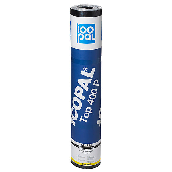 Icopal tagpap top 400 P 1x5 meter sort — BLIKSHOP.DK