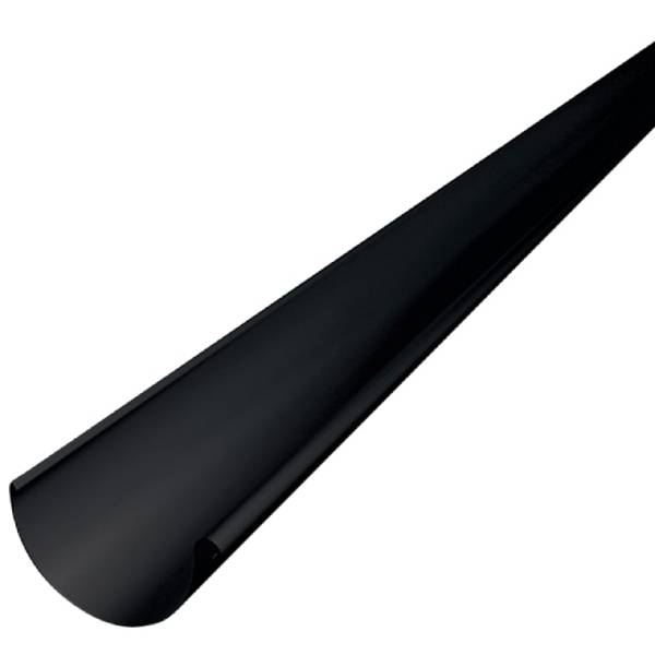 PREFA Tagrende alu RAL9005 Sort 0,7x333 mm 1/2-rund - 3 meter — BLIKSHOP.DK